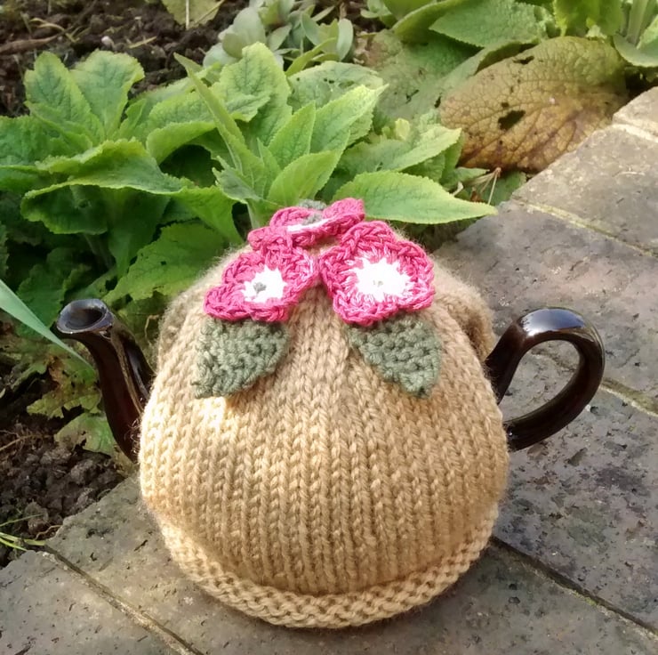 Small Tea Cosy with Rose Pink Flowers, One Cup ... - Folksy