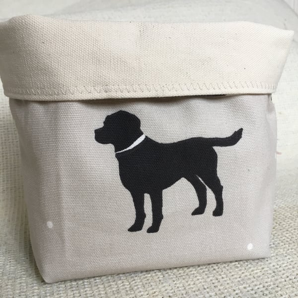Fabric Storage bin with black labrador pattern - Folksy