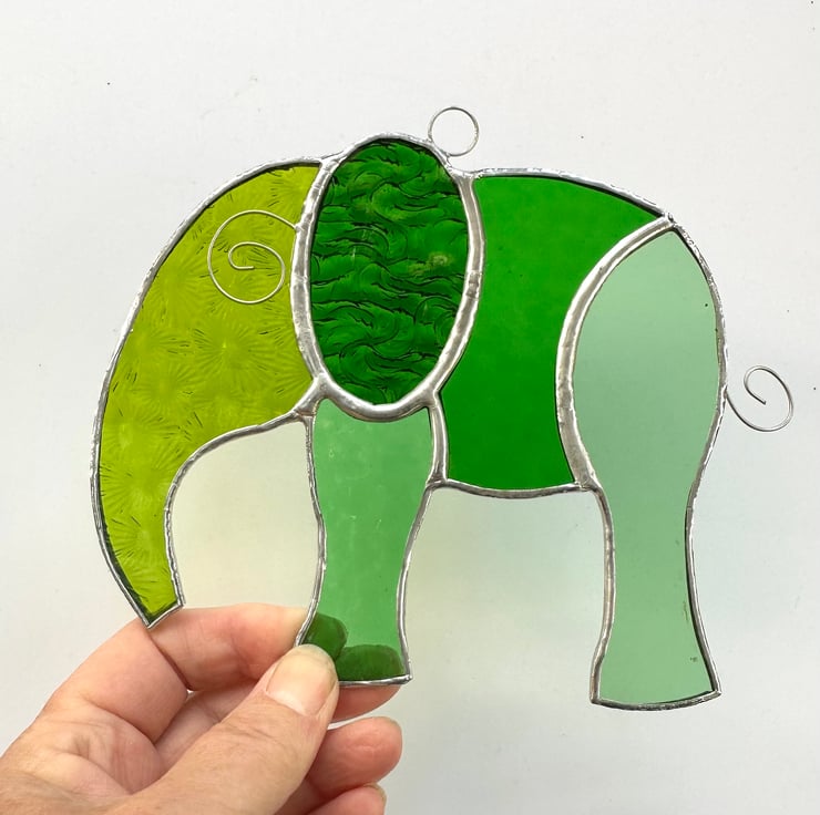 Stained Glass Large Elephant Suncatchers - Hand... - Folksy