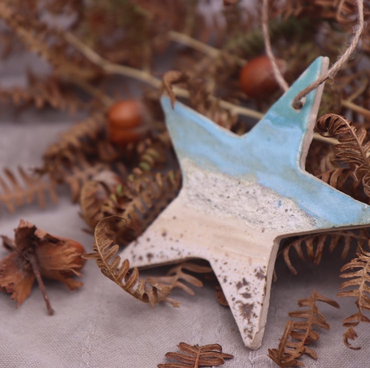 Cornish pottery star decoration. Coastal gift. ... - Folksy