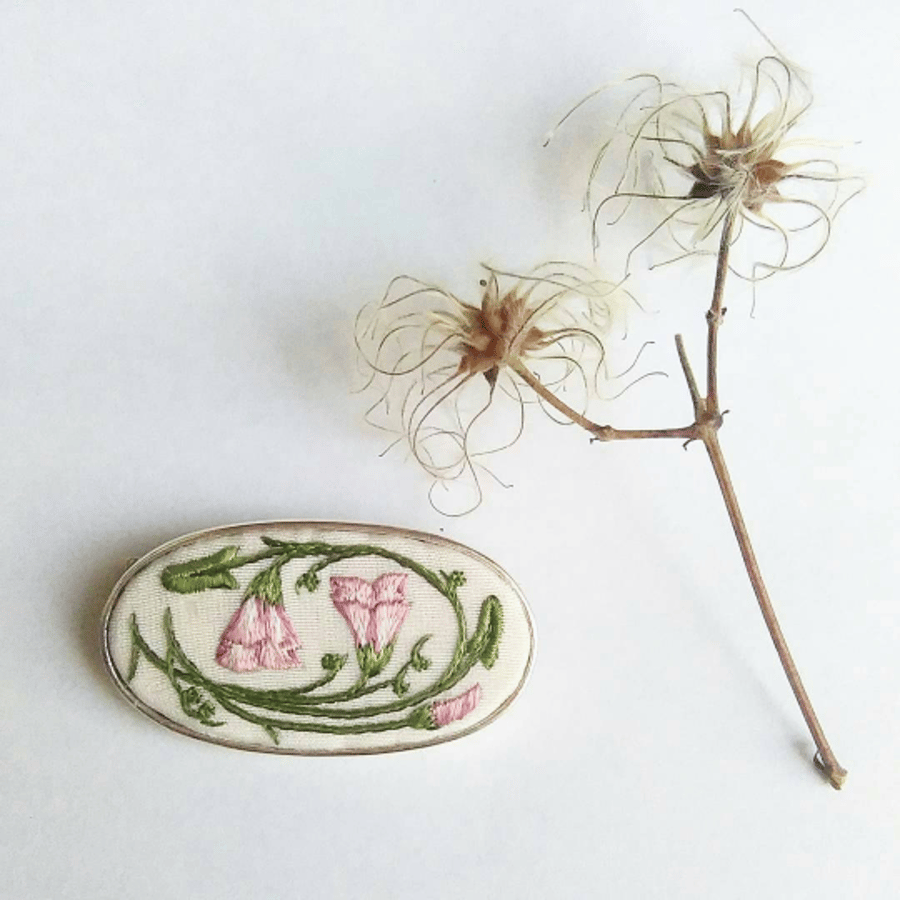 Sterling silver hand embroidered field bindweed... - Folksy