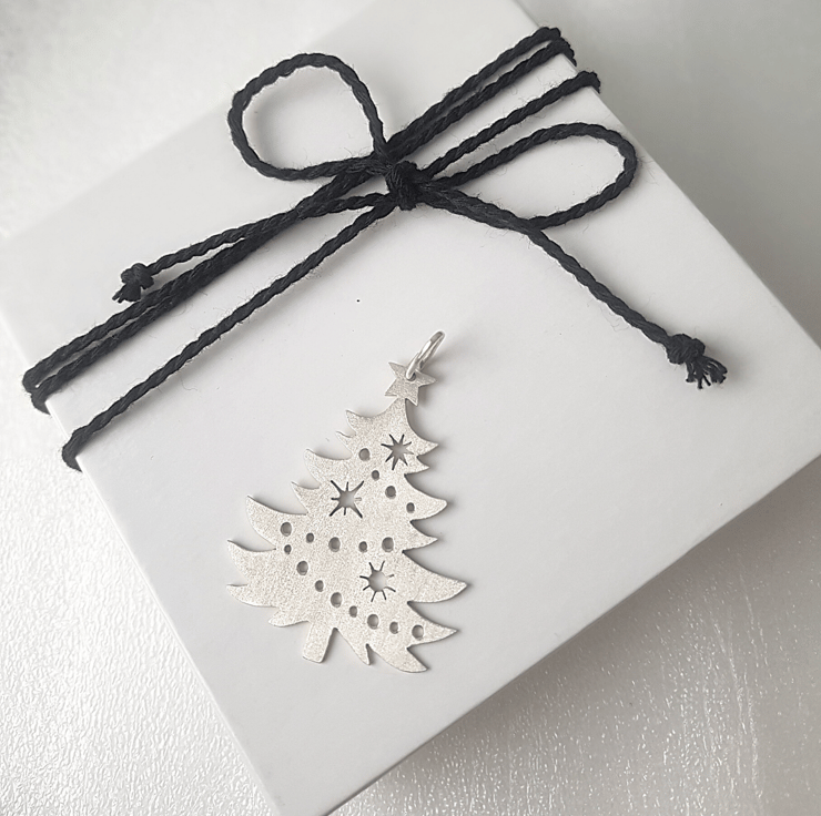 Christmas Tree-Shaped Hanging Keepsake in Silve... - Folksy