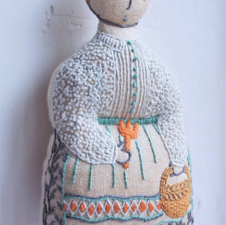 Isobel - A Hand Embroidered Textile Art Doll, E... - Folksy