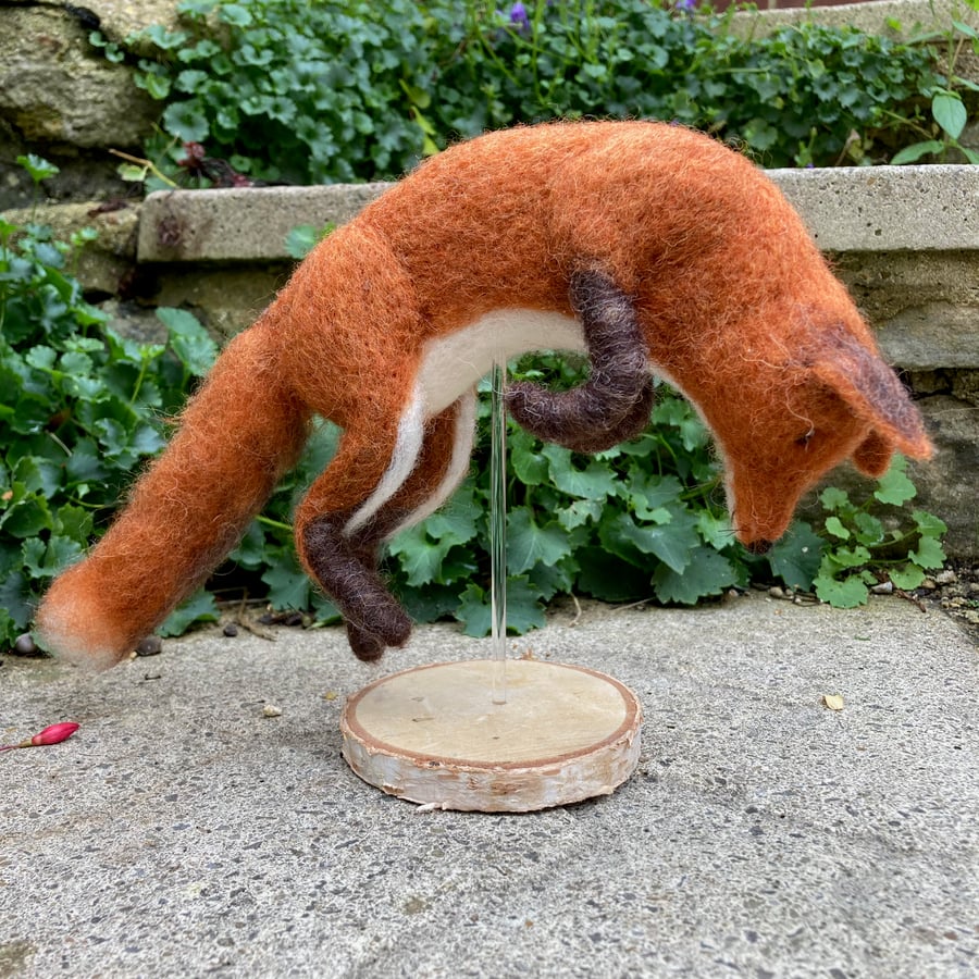 Leaping Fox, needle felted model, woollen sculp... - Folksy