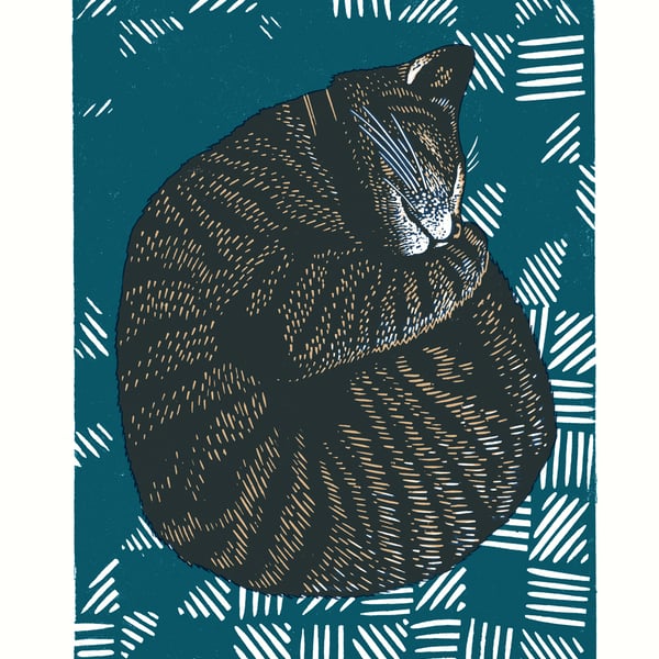 Watson three-colour A3 linocut screen-print - Folksy