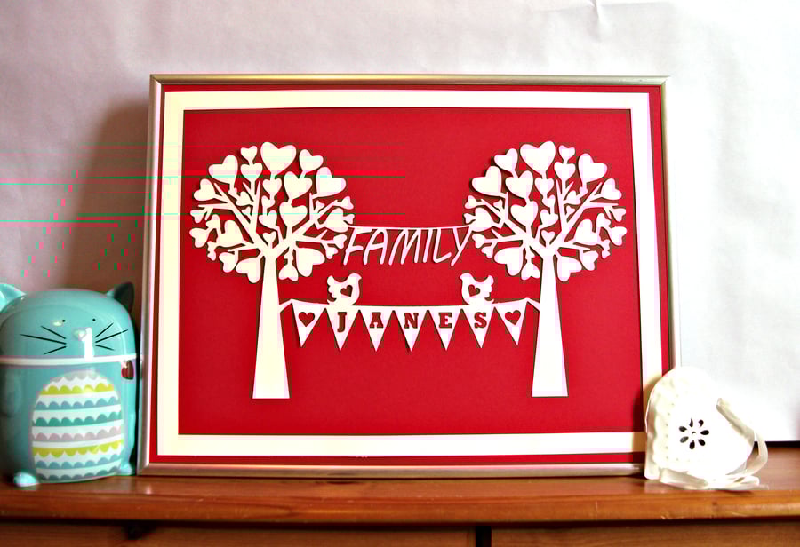 Personalized Family Paper Cut, Heart Trees and ... - Folksy