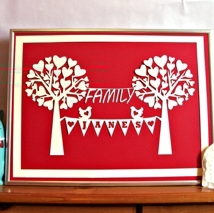 Personalized Family Paper Cut, Heart Trees and ... - Folksy