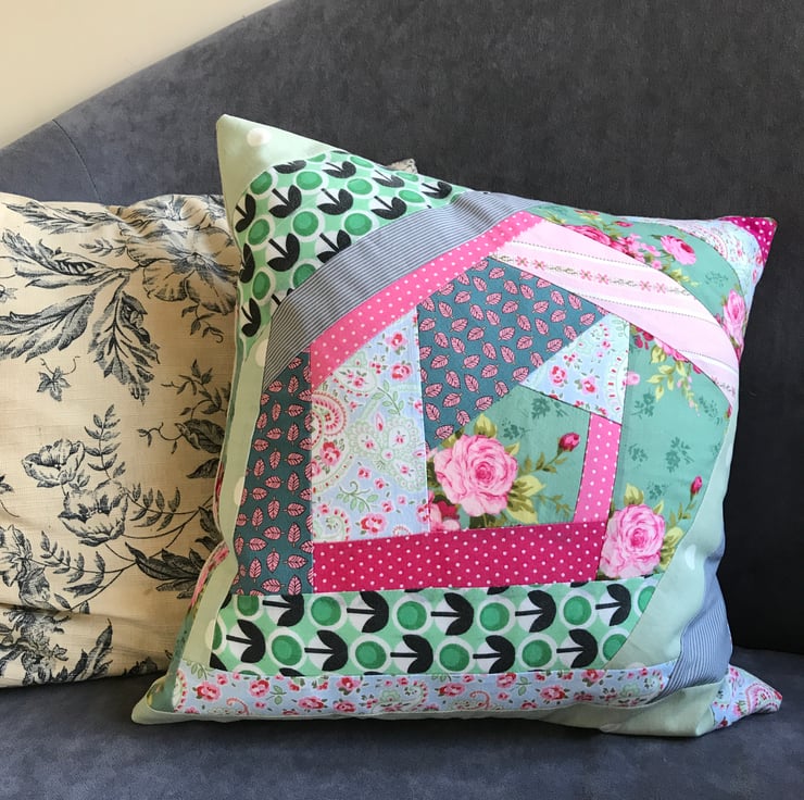 Crazy patchwork cushion - Folksy