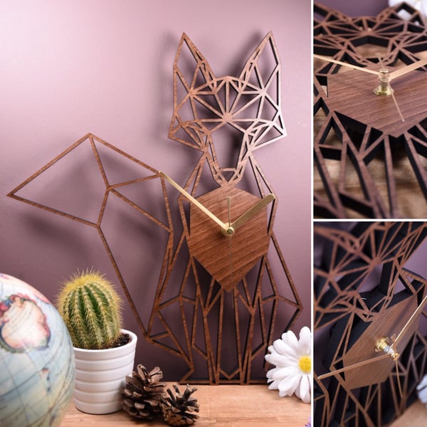 Geometric Fox Clock - Folksy