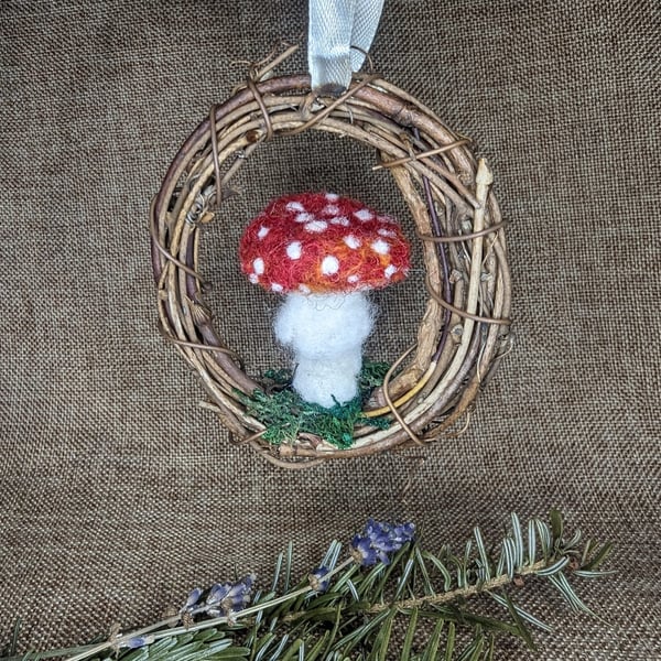 Needle Felt Fly Agaric Toadstool Wreath - Folksy