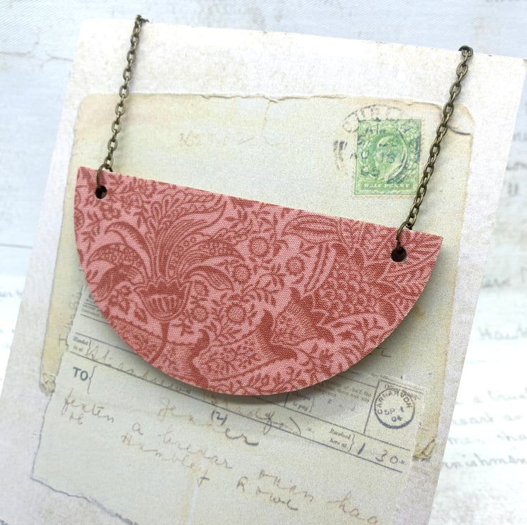 Pink Indian pattern statement semi-circular nec... - Folksy