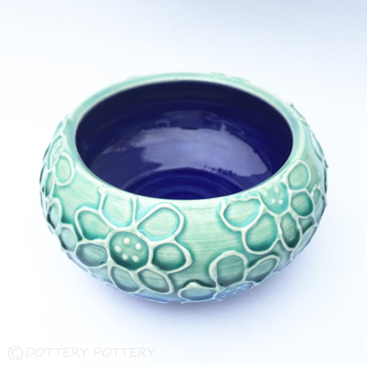 Blue ceramic pot small pottery bowl beautiful r... - Folksy