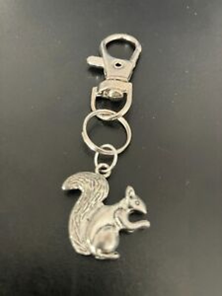 squirrel keyring bag charm zip puller swivel cl... - Folksy