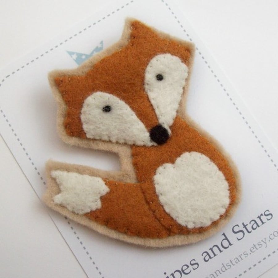 Cute Felt Fox Brooch - Folksy