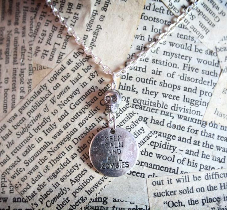 Zombie Apocalypse Skull Bead Silver Medallion N... - Folksy