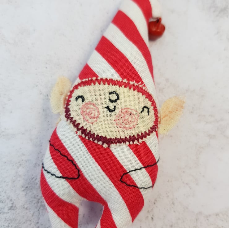 Christmas Candy Cane Elf Hanging Decorations - Folksy