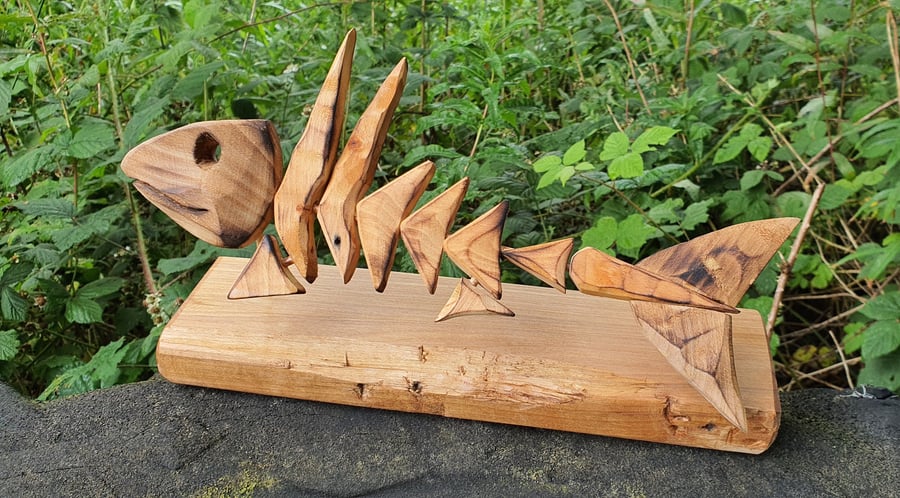 3D wooden skeletal fish. - Folksy