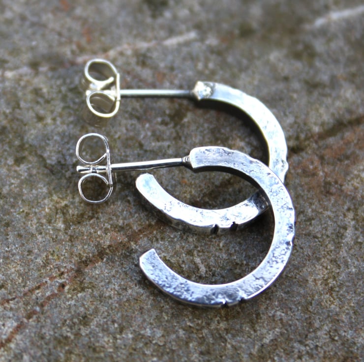 Small hoop earrings, Notched men or women - Folksy