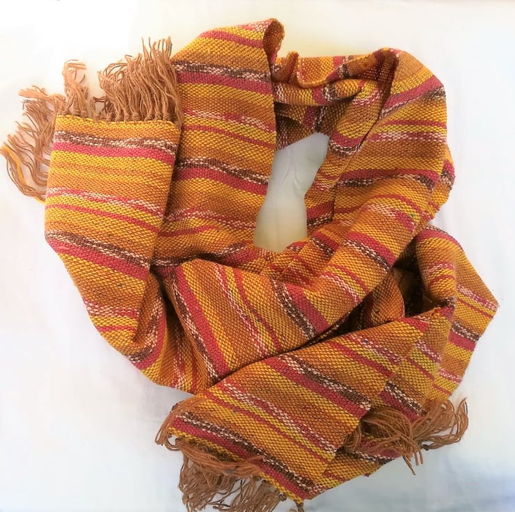 Hand Woven Bamboo and Merino Wool Scarf - Folksy