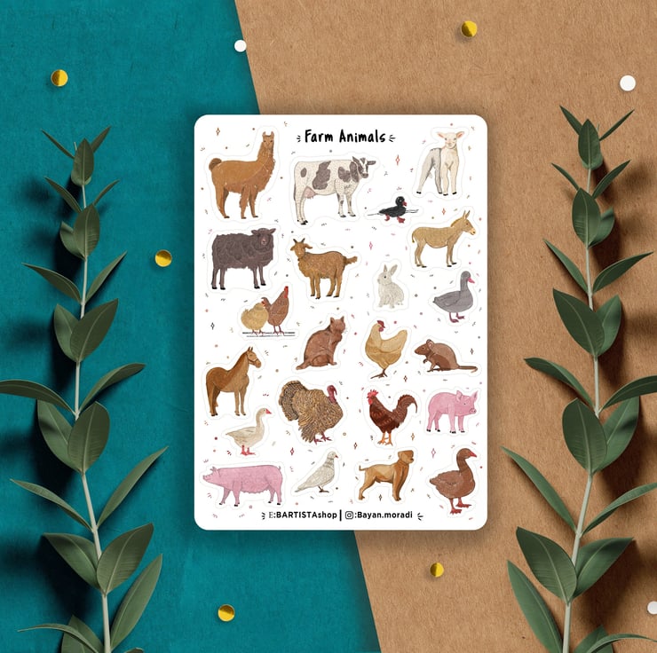Farm Animals Sticker sheet, Planner stickers, B... - Folksy