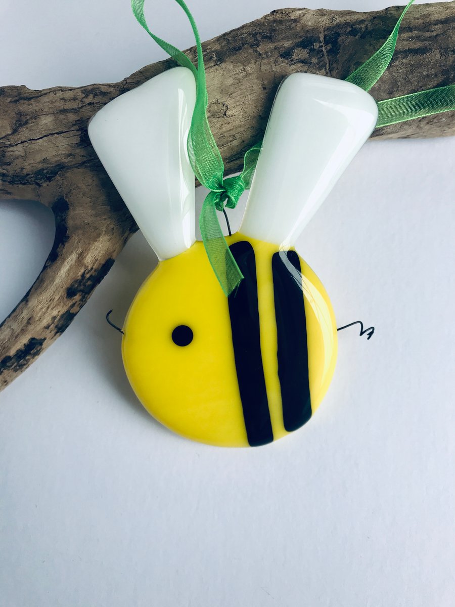 Bee made from fused glass - Folksy