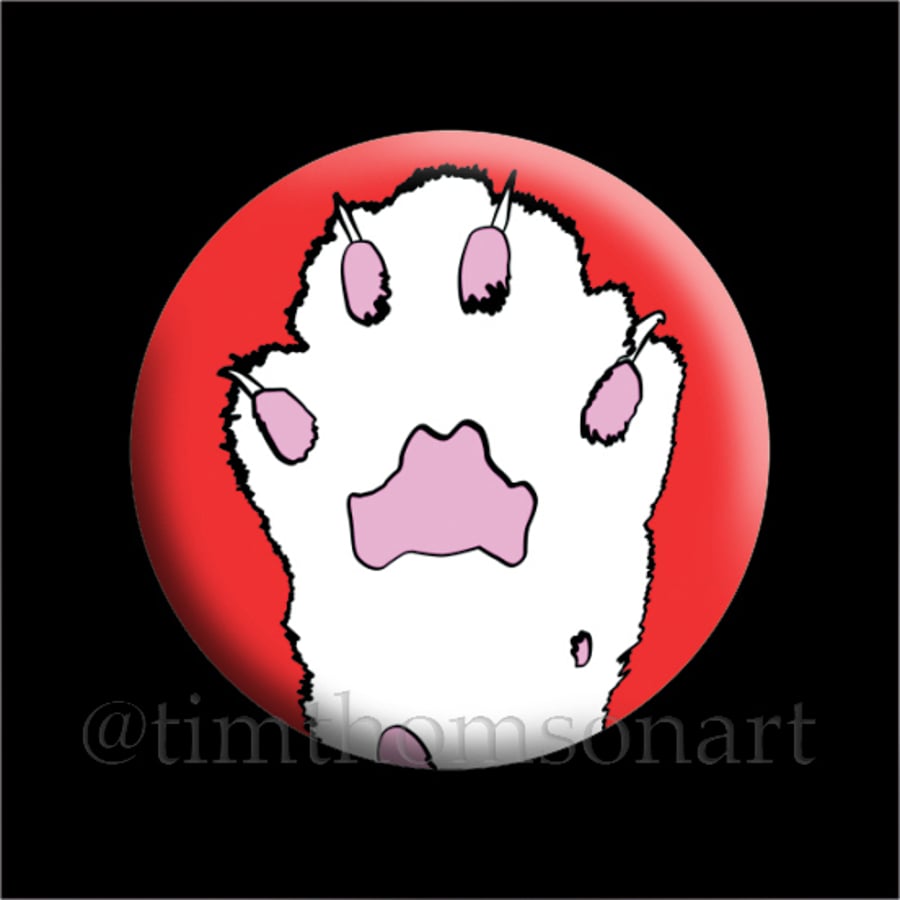 Cat Paw Button Pin Badge - custom colour available - Folksy