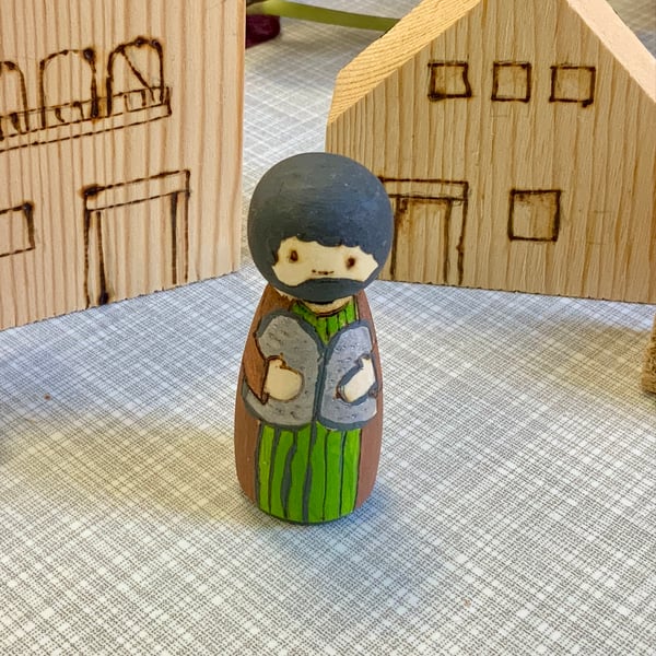 Moses wooden peg doll for Bible story telling - Folksy