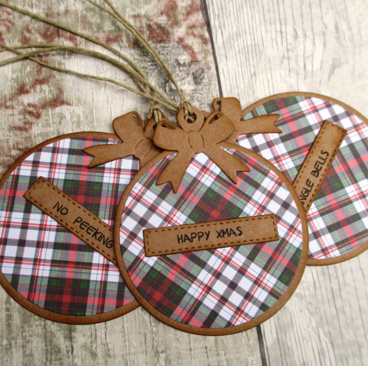Plaid Christmas Gift Tag set of 3 - Folksy