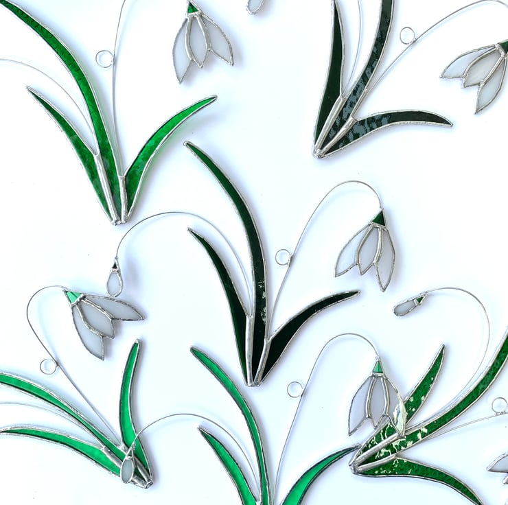Stained Glass Snowdrop Suncatcher - Handmade Ha... - Folksy
