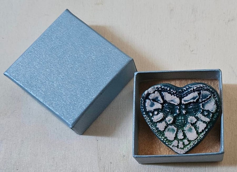 Hand Made Ceramic Heart Brooch - Folksy