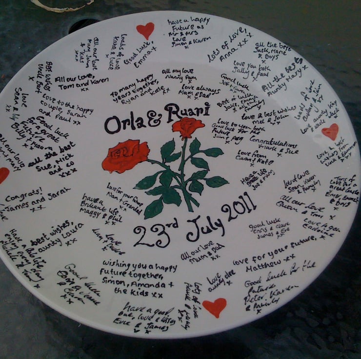 Wedding Signature Plate, Hand Painted "Gue... - Folksy