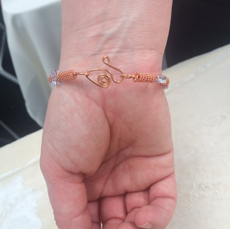 Handmade Coiled Copper Wire Bracelet with Ocean... - Folksy