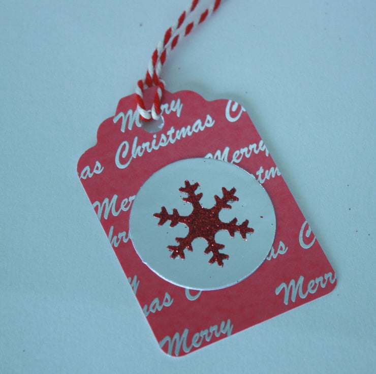 Handmade red and silver glitter snowflakes Chri... - Folksy