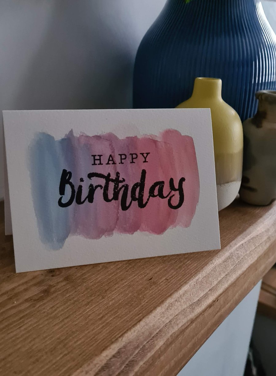 Handpainted watercolour birthday card - Folksy