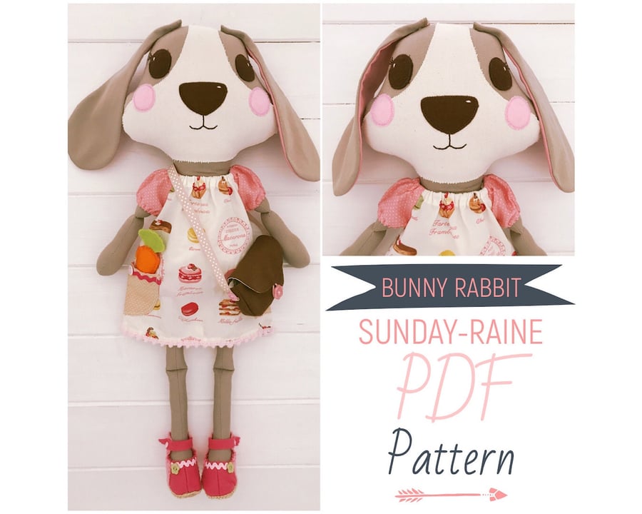 Digital PDF Sewing Pattern for Bunny Rabbit Dol... - Folksy