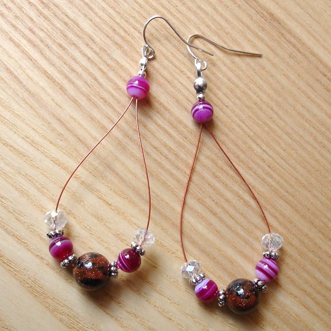 Sparkly Loop Bead Earrings - Folksy