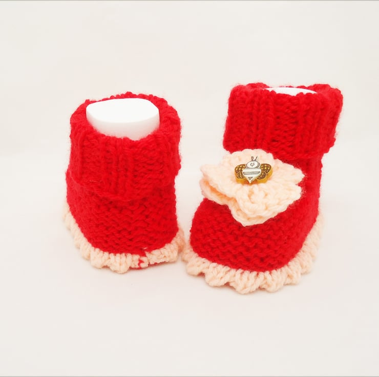 Baby Booties, Cute Baby Booties in Red, Red Bab... - Folksy