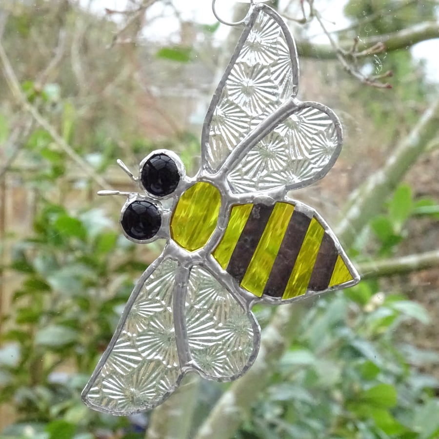Stained Glass Bee Suncatcher - Folksy