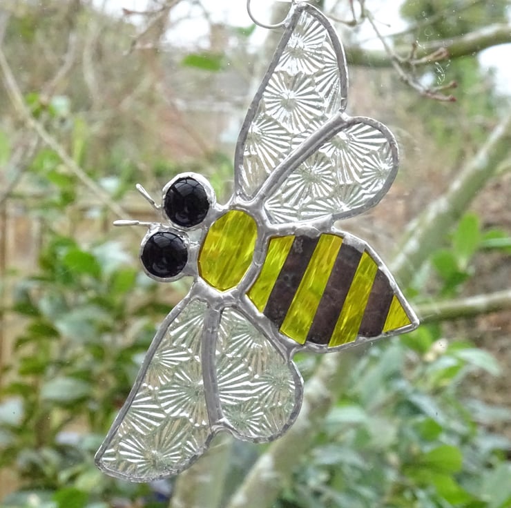 Stained Glass Bee Suncatcher - Folksy