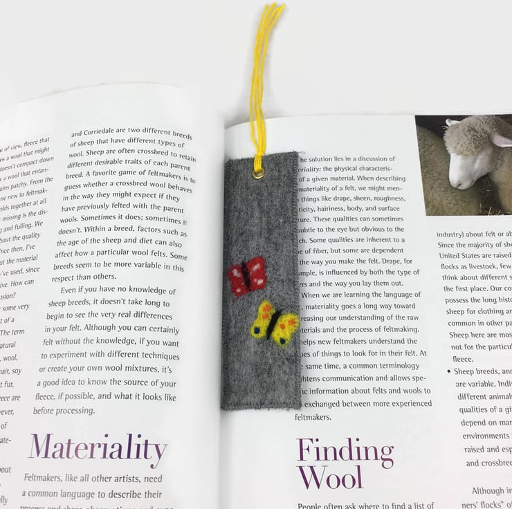Felted bookmark with butterfly design - Folksy