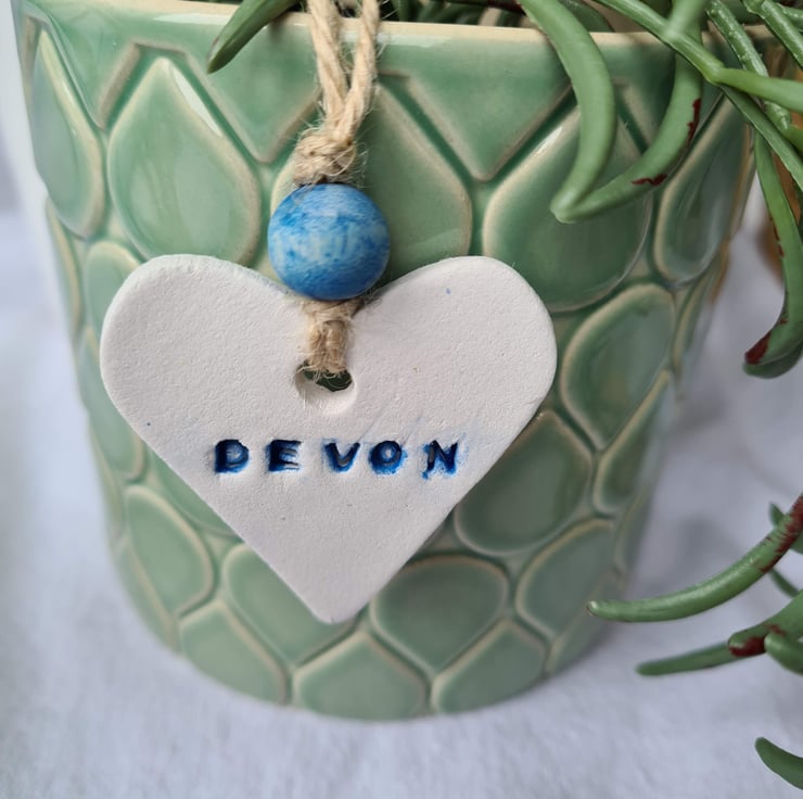 Heart clay hanging decoration Devon holiday hom... - Folksy