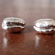Sterling silver coffee bean earrings, silver st... - Folksy