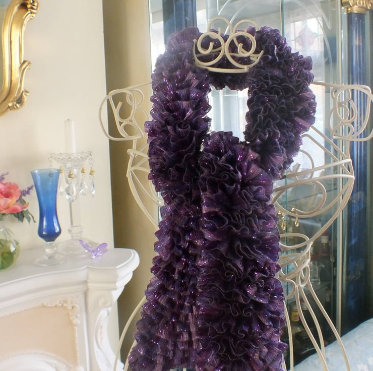 Sparkle Ruffle Scarf - Purple Mix - Folksy