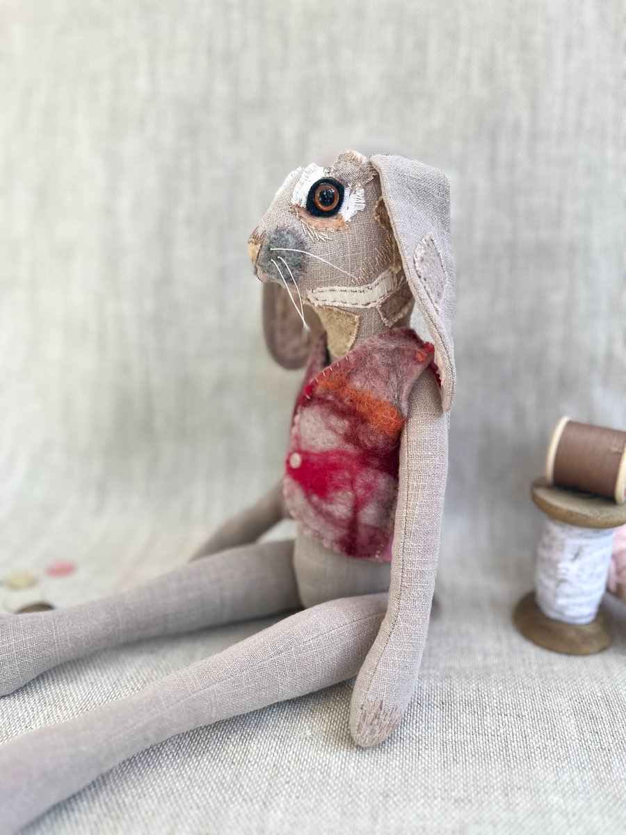 Handcrafted Textile Doll- Boo the Rabbit - Folksy