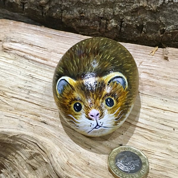 Hamster painted pebble rock art pet stone gift - Folksy