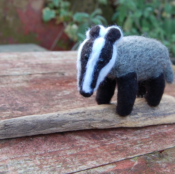 Needle felt Badger. Textile art sculpture - Folksy