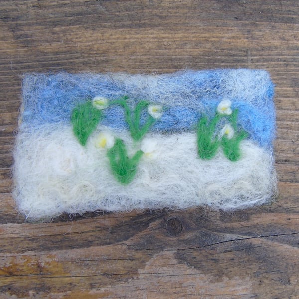 Needle felt brooch Snowdrops in the snow - lad... - Folksy