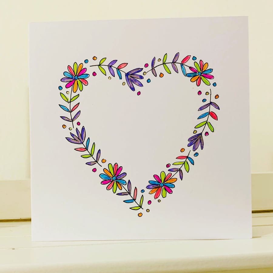 Hand drawn Heart Card - Folksy