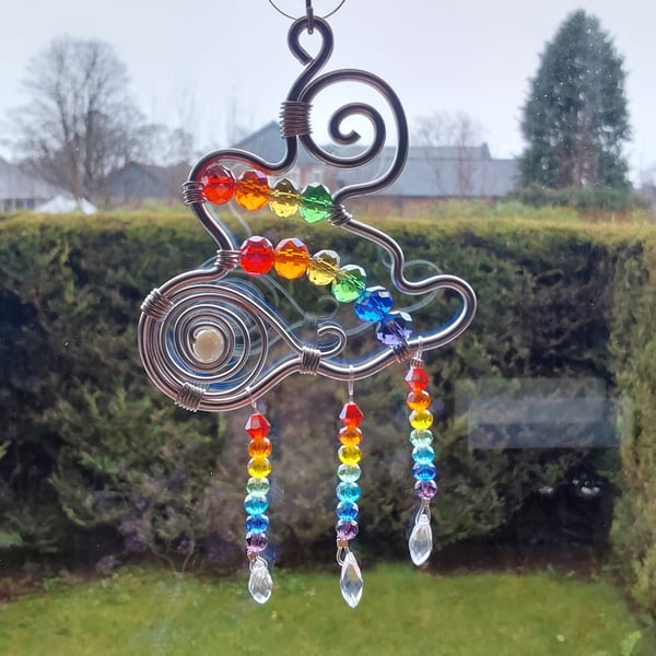 Abstract Rainbow Cloud Sun Catcher Hanging Deco... - Folksy