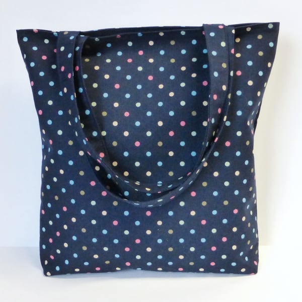 Spotty Tote Bag, Navy - Folksy